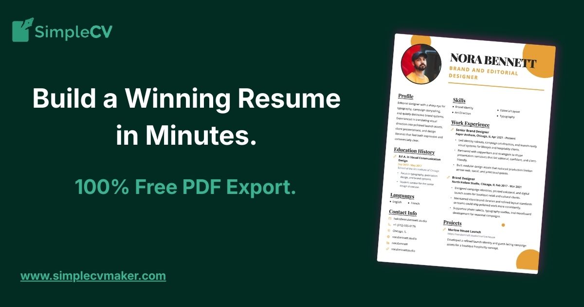 Actually Free Resume Builder with Free PDF Download | SimpleCV